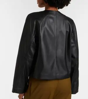 Max Mara Bouquet Leather Jacket - Black