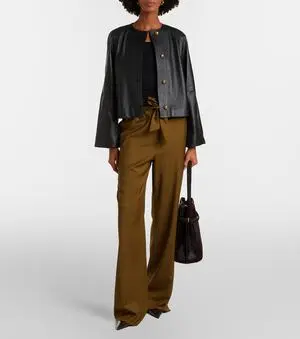 Max Mara Bouquet Leather Jacket - Black