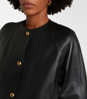 Max Mara Bouquet Leather Jacket - Black