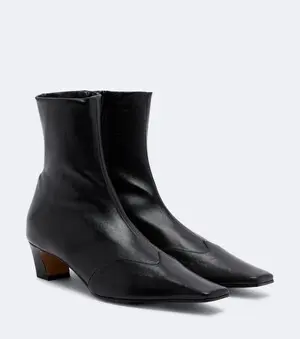 Khaite Nevada Leather Ankle Boots - Black