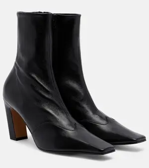 Khaite Nevada Leather Ankle Boots