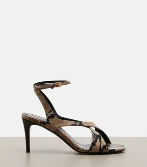 Khaite Liria Snake-effect Leather Sandals - Beige