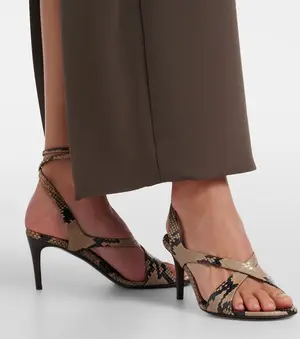 Khaite Liria Snake-effect Leather Sandals - Beige
