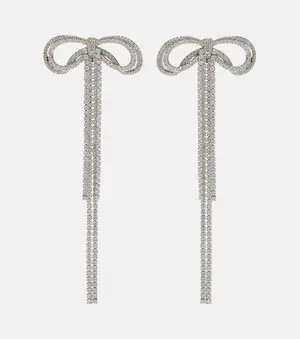 SELF-PORTRAIT Bow Crystal-embellished Earrings - Silver