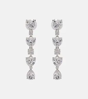 SELF-PORTRAIT Tiered Crystal Drop Earrings - Silver