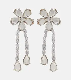 SELF-PORTRAIT Crystal Drop Earrings - Silver
