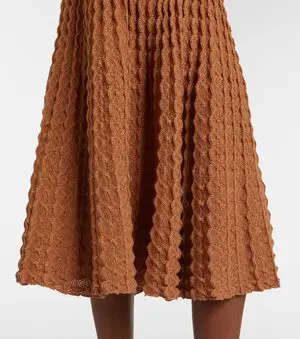 SELF-PORTRAIT Belted Pointelle Cotton-blend Midi Dress