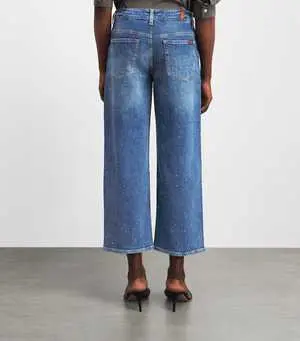 7 For All Mankind Embellished Stovepipe Straight Ankle Jeans