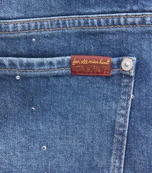 7 For All Mankind Embellished Stovepipe Straight Ankle Jeans