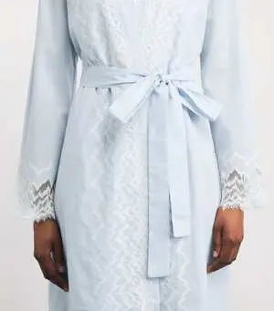 BOCAN Cotton Lace-trim Yasmine Robe - Blue