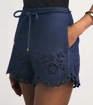 Zimmermann Denim Broderie Shorts