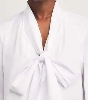 L'Agence Cotton-blend Tie-neck Blouse
