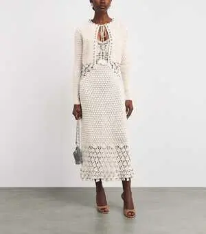Rabanne Crochet Tie-detail Cardigan - Ivory