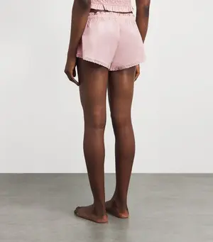 SKIMS Cotton-blend Poplin Apparel Shorts With Lace Trim - Pink