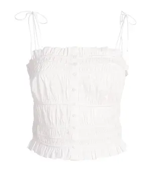 SKIMS Skims Cotton-Blend Poplin Ruffle Cami Top White