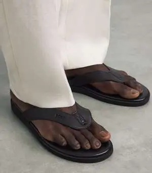 BOSS Faux Leather Flip Flops