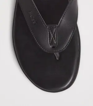 BOSS Faux Leather Flip Flops