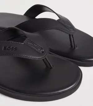 BOSS Faux Leather Flip Flops
