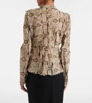 Gucci Snake-print Silk Blouse