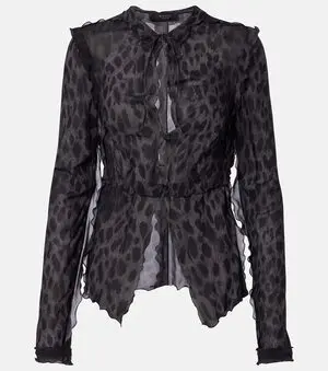 Gucci Leopard-printed Silk Blouse - Black