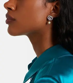 Gucci Interlocking G Embellished Drop Earrings - Silver