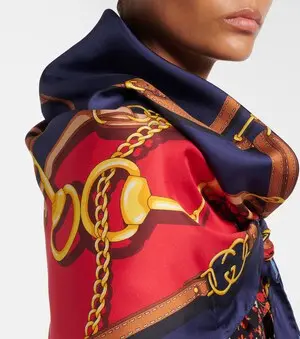 Gucci Printed Reversible Silk Twill Scarf