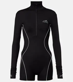Balenciaga Logo Zip-up Bodysuit - Black