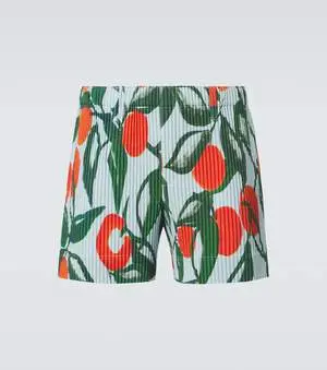 Issey Miyake Pleated Printed Shorts - Blue