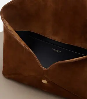 Saint Laurent Cassandre Suede Pouch - Brown