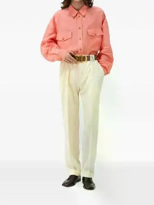Versace Wool Creased Formal Trousers With Medusa Hardware