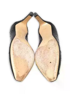 FERRAGAMO Python-embossed Leather Pumps With Gold-tone Hardware
