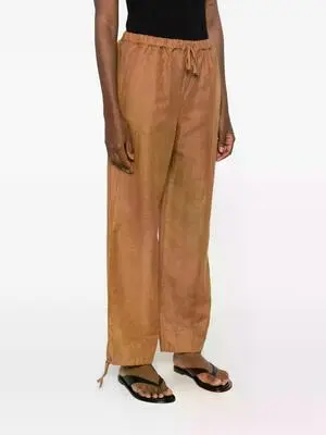 120% Lino Drawstring-fastening Palazzo Pants