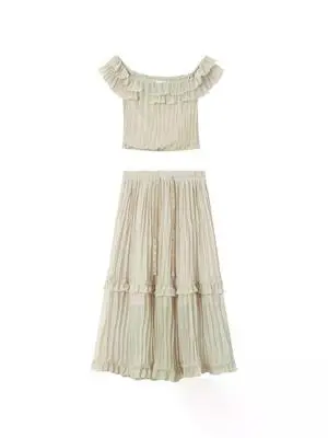 B+AB Ruffled Pleated Jumpsuit - Neutrals
