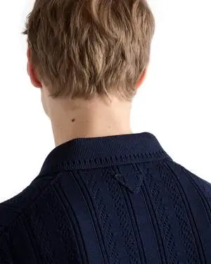 Prada Short-sleeved Openwork Cotton Polo Shirt