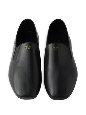 Prada Brushed Leather Loafers - Black