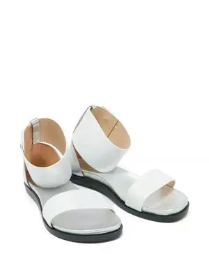 JOSEPH Tone Leather Ankle Strap Sandals - Silver