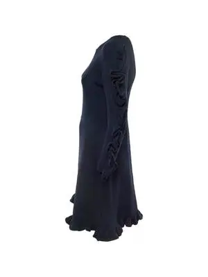 Victoria Beckham Ribbed Knit Frill Detail Mini Dress