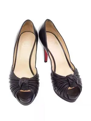 CHRISTIAN LOUBOUTIN Leather Peep-toe Knot Detail Pumps - Black