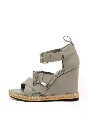 Balenciaga Leather Buckle-fastening Ankle Strap Espadrille Wedge Sandals