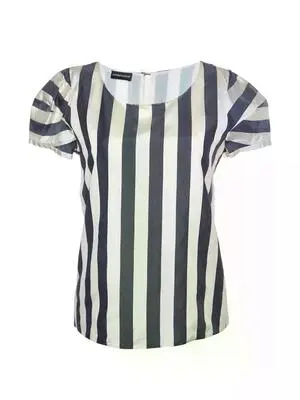 Emporio Armani Striped Short-sleeve Silk T-shirt