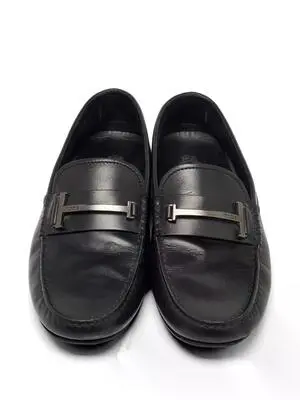 TOD'S Leather Double T Logo Detail Loafers