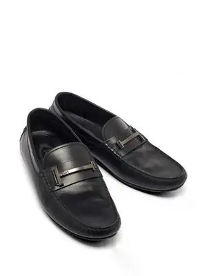 TOD'S Leather Double T Logo Detail Loafers
