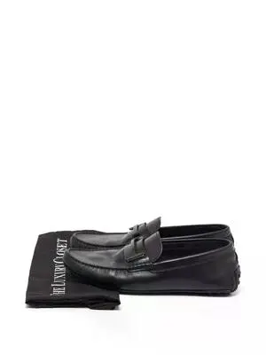 TOD'S Leather Double T Logo Detail Loafers