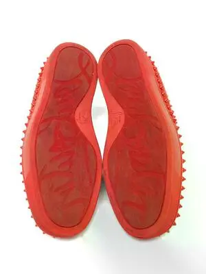 CHRISTIAN LOUBOUTIN Suede Pik Boat Spike-stud Sneakers