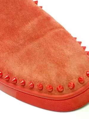 CHRISTIAN LOUBOUTIN Suede Pik Boat Spike-stud Sneakers