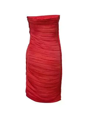 LANVIN Plissé Strapless Mini Dress