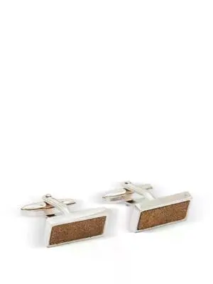 BOSS Rectangular Suede Cufflinks - Silver
