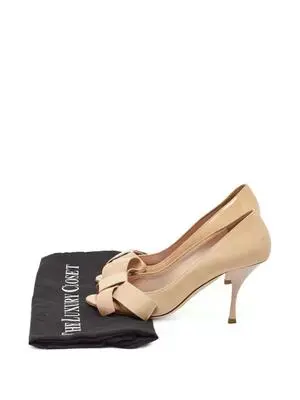 Miu Miu Patent Leather Bow Peep-toe Pumps