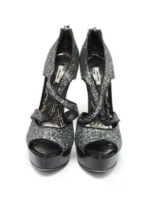 Miu Miu Glitter Platform Sandals