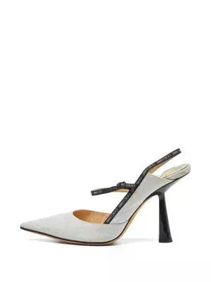 JIMMY CHOO Glitter Slingback Pumps - Silver